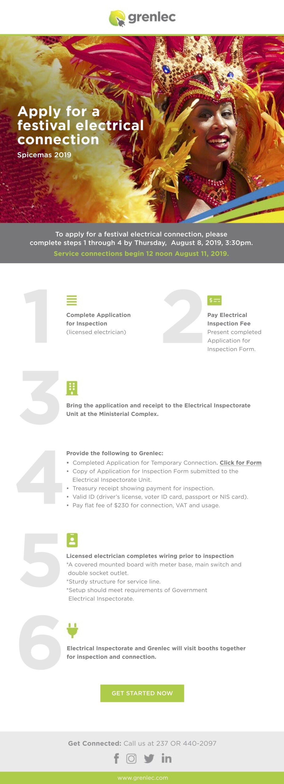 Carnival 2019: How to apply for temporary electric connection – GRENLEC