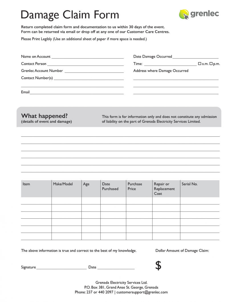 Damage Claim – GRENLEC