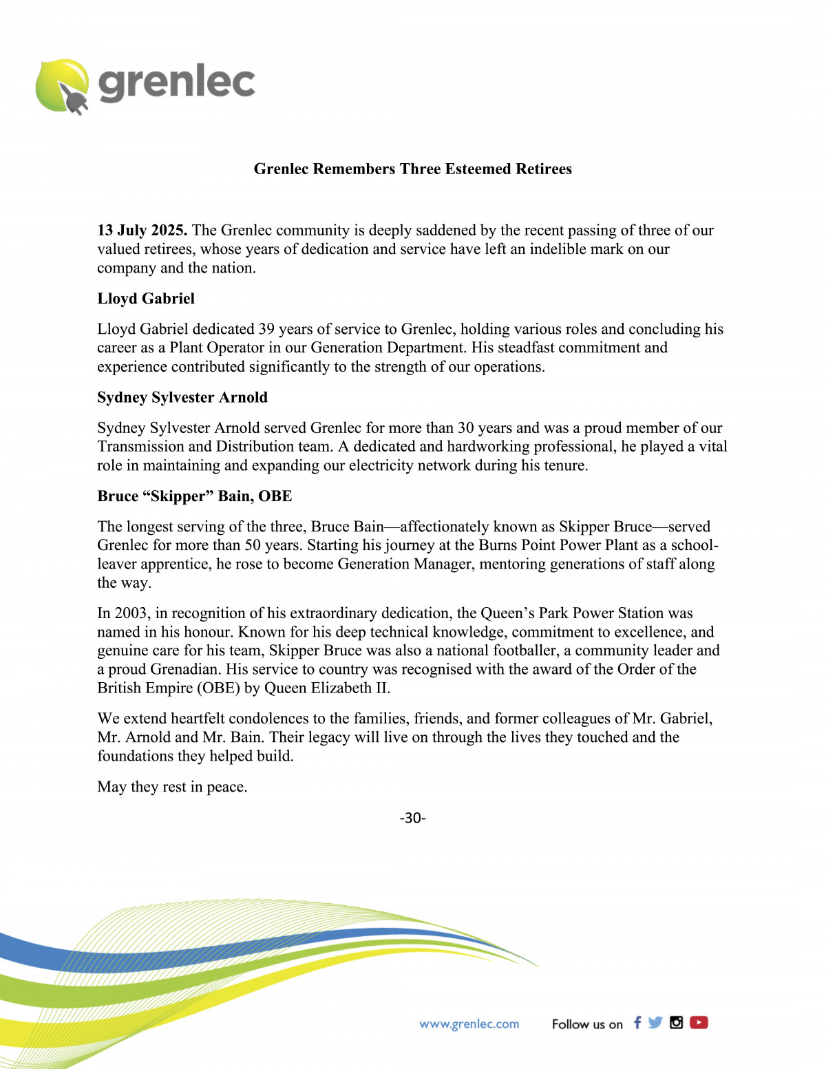 Tribute to Retirees – GRENLEC